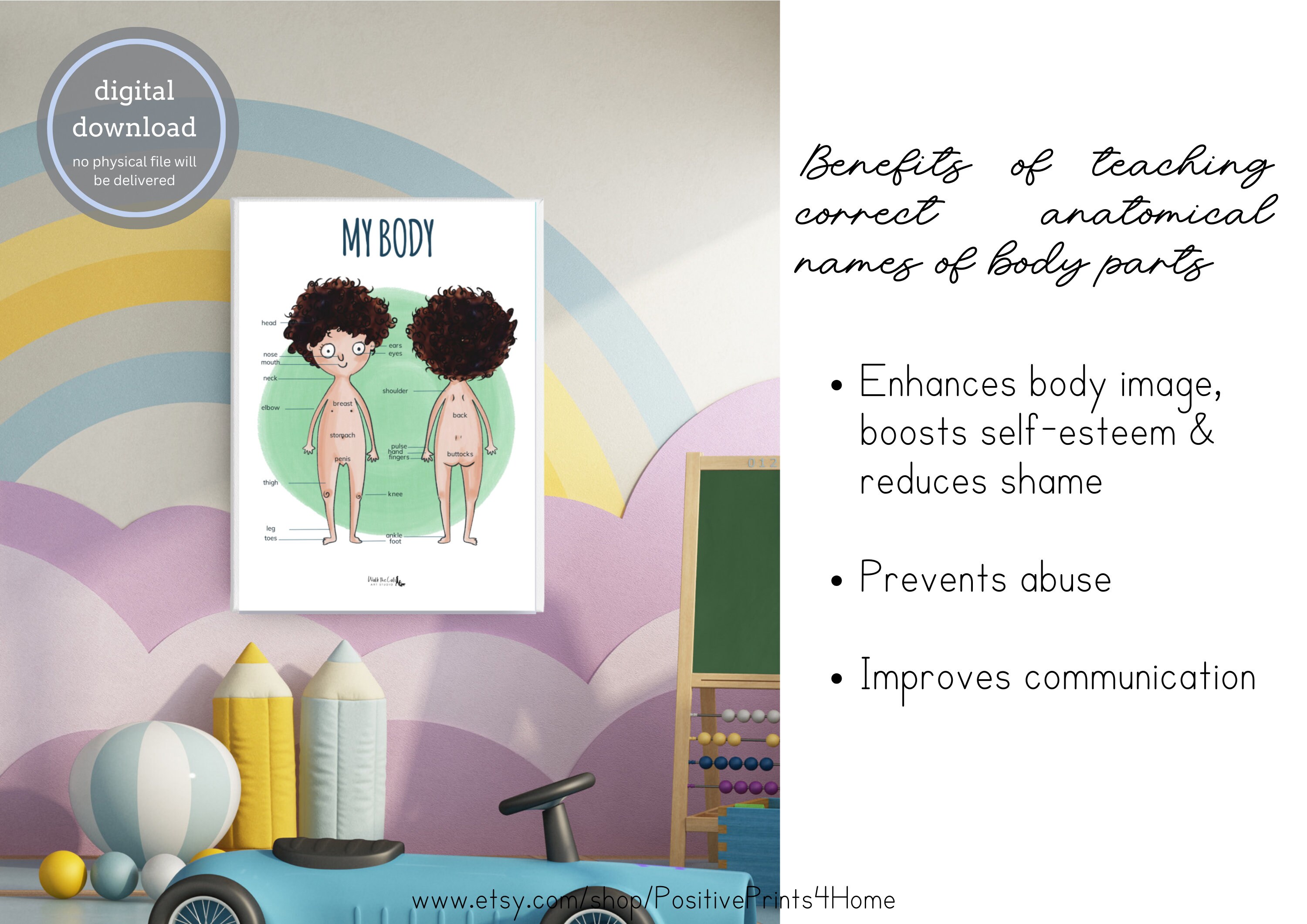 Body Safety Rules Poster for Boys, Anatomical Print (digital Download ...