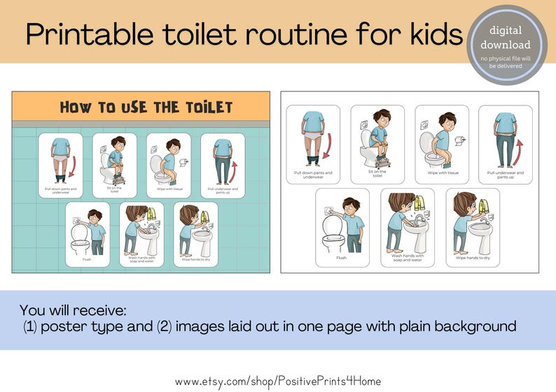 Step by Step Potty Toilet Routine | Toilet Visual Sequence | Potty ...