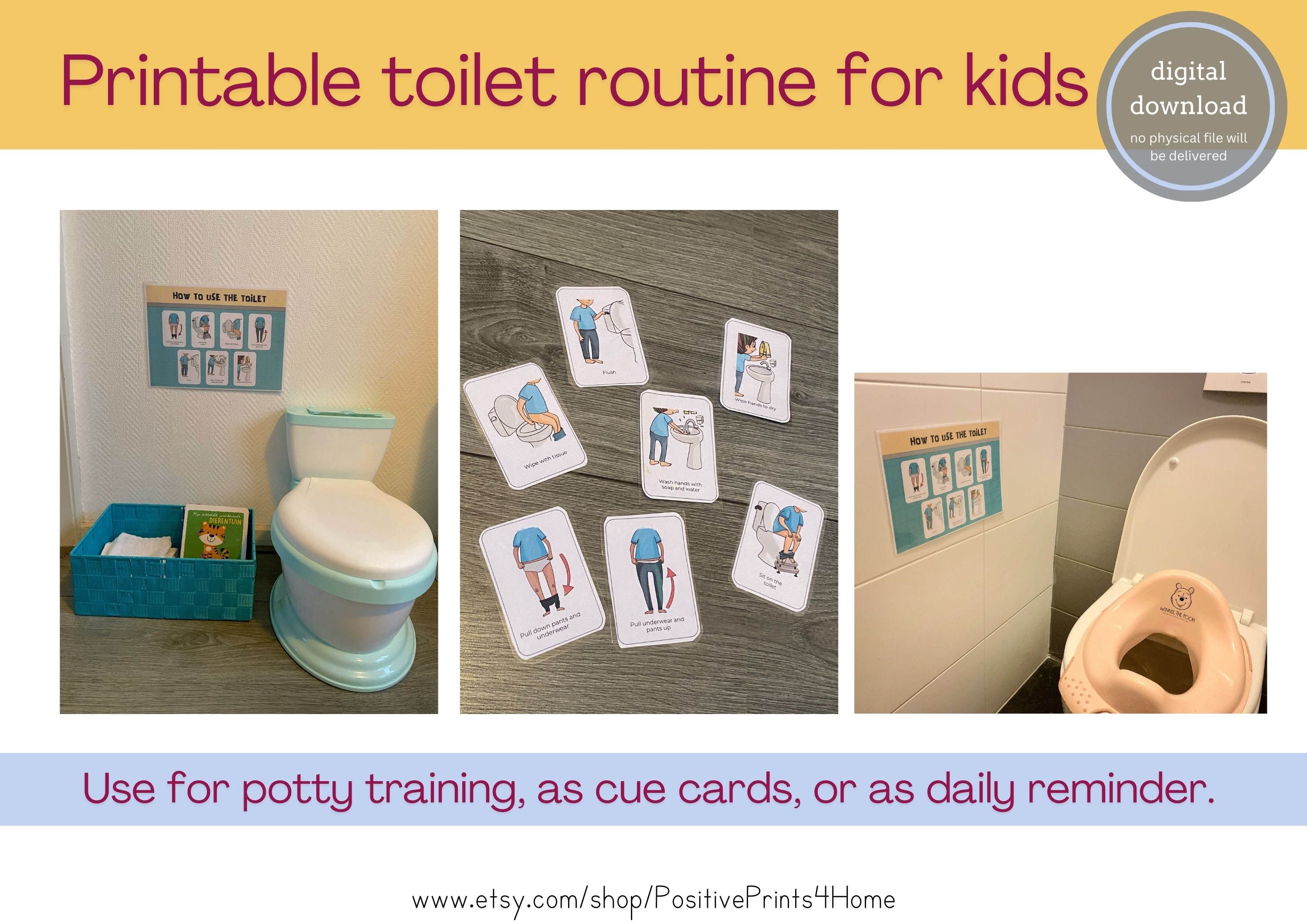 Step by Step Potty Toilet Routine | Toilet Visual Sequence | Potty Training Routine With Poster ...