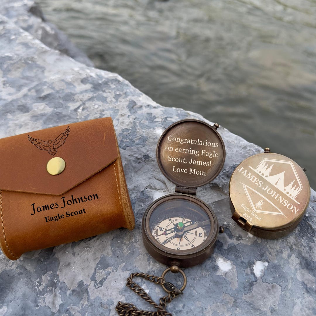Engraved Compass, Boy Scout Cub Eagle Camping, Scout Leader Gift, Den ...