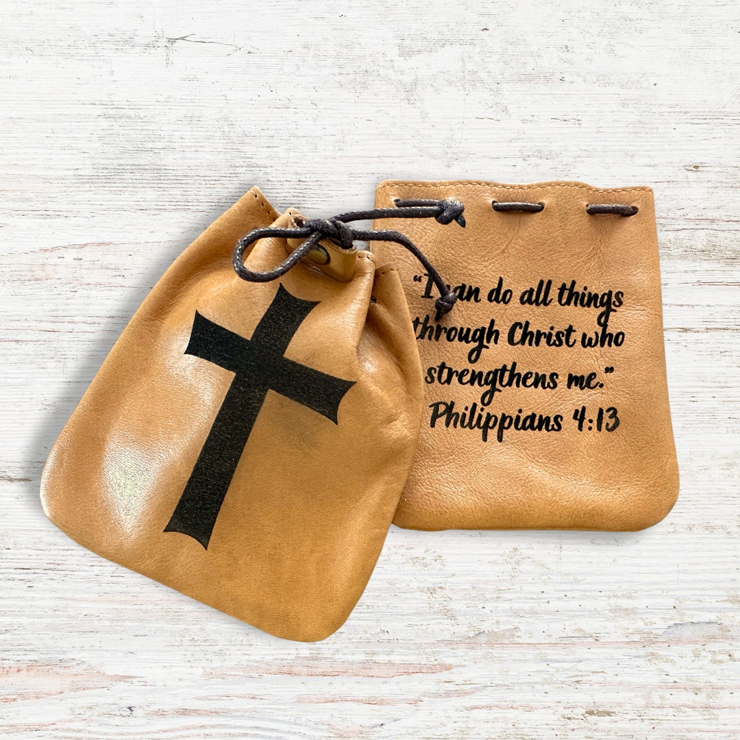 Personalized Leather Rosary Pouch, Godfather Gift, Bible Verse Gift ...