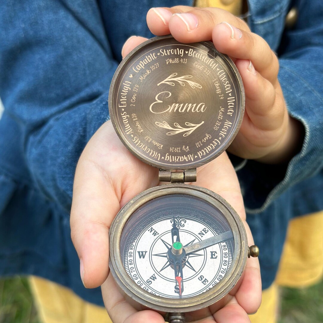 Engraved Baptism Compass, Baptism Gift Girl, Eucharist Gift ...