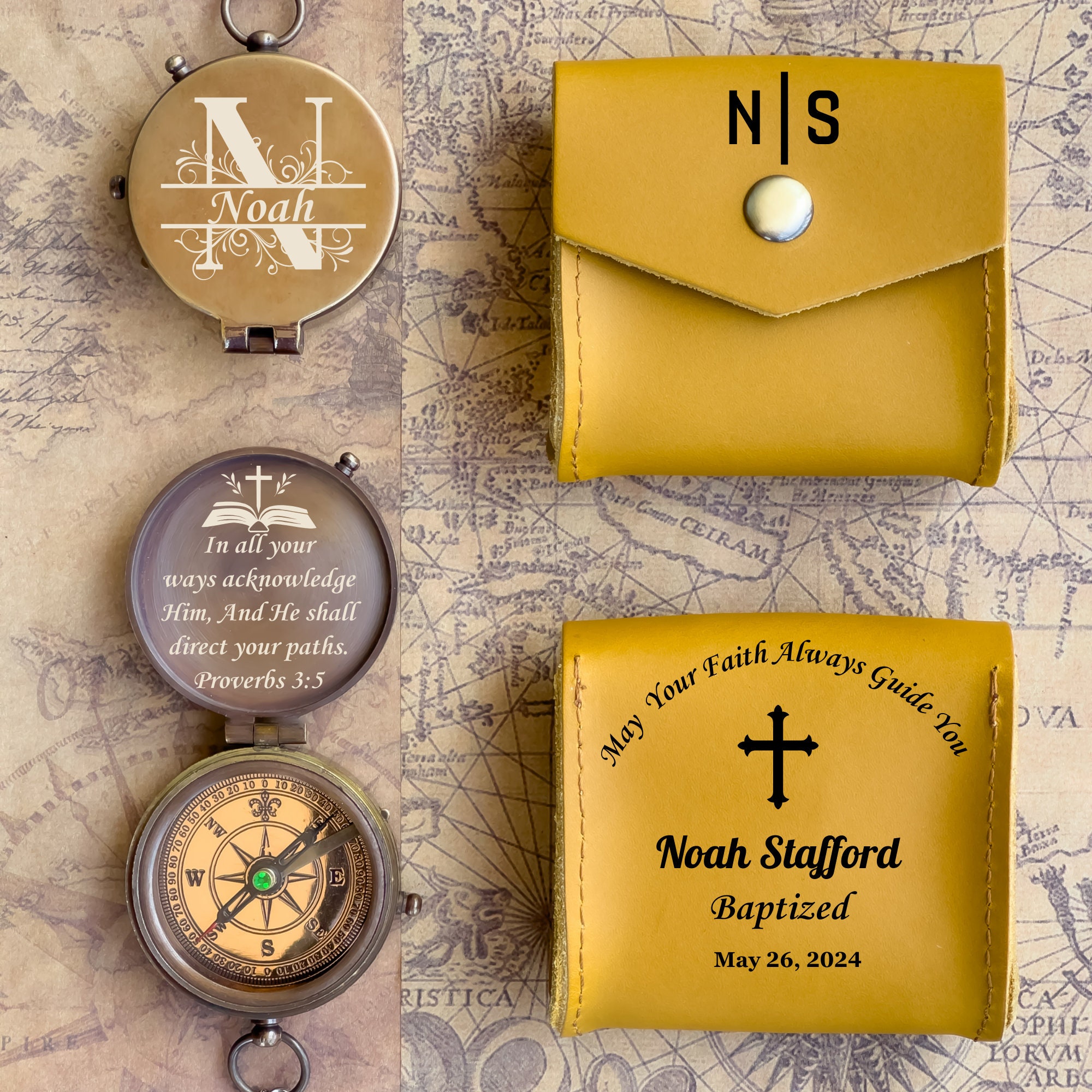 Baptism Compass, May Your Faith Always Guide You, Keepsake for Godson ...