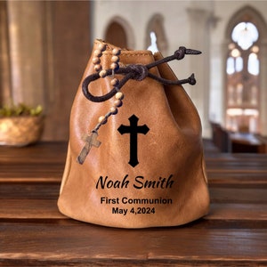 Personalized Leather Rosary Pouch, the Memorare Prayer, Catholic Gifts ...