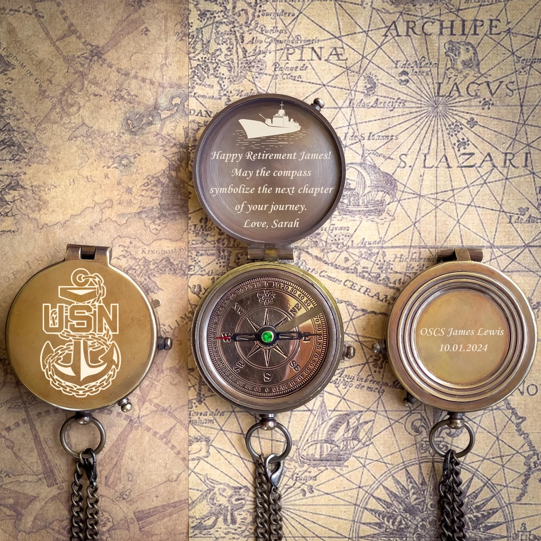 Navy Retirement Gift, United States Navy Gift, Navy Compass, Navy ...