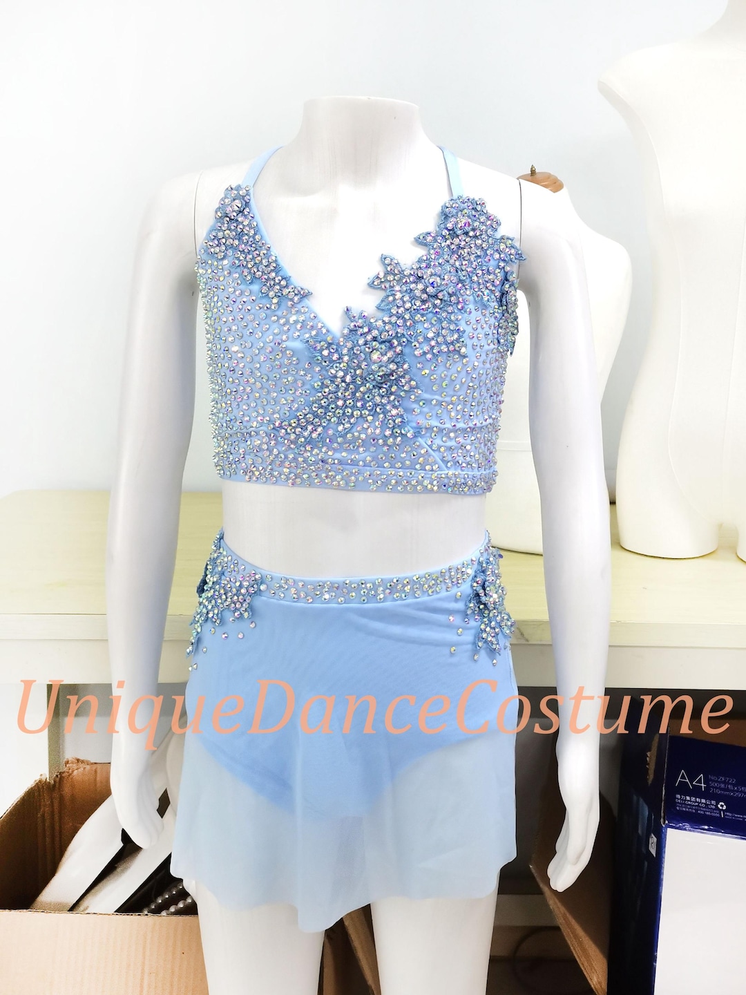 Handmade Baby Blue Lyrical Dance Dress: Contemporary Ballet Costume - Etsy