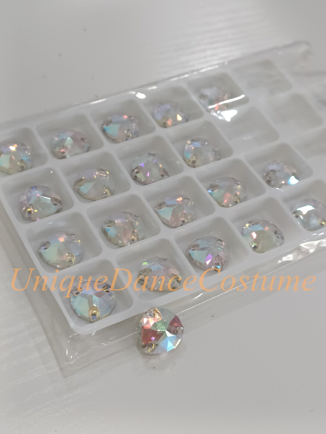 Crystal AB Sew on Flatback Glass Gems, 12mm , Sew on Rhinestones ...
