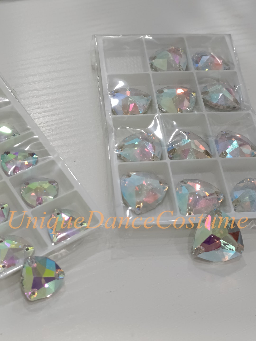 Crystal AB Sew on Flatback Glass Gems, 17mm /23mm Sew on Rhinestones ...