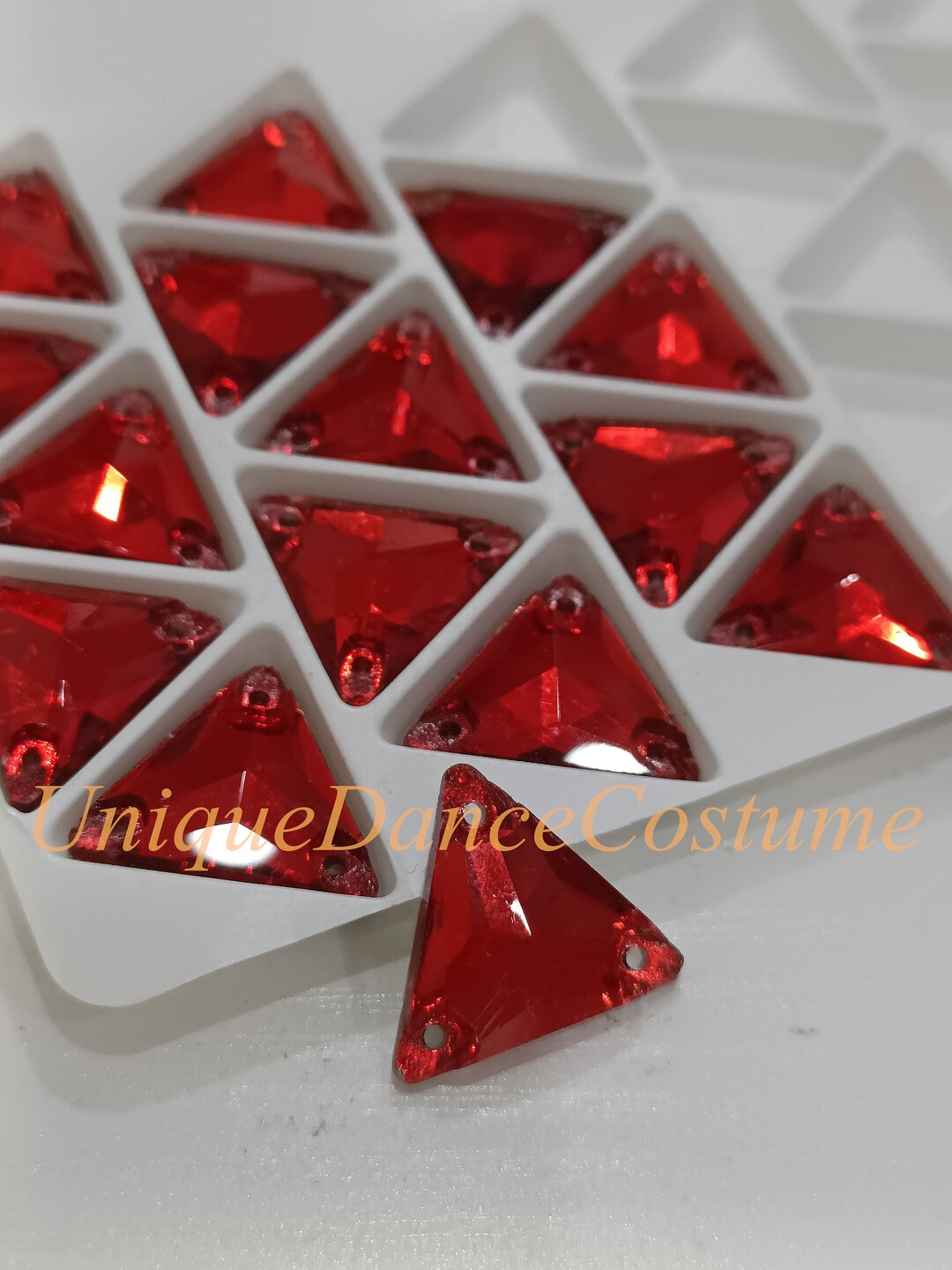 Sew on Flatback Glass Gems Red Triangle, Sew on Rhinestones, Flatback ...