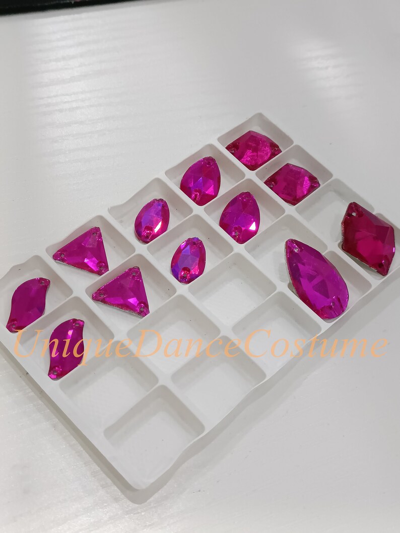 Dark Pink Sew on Flatback Glass Gems,pear Drop/rock/s-shape/triangle ...
