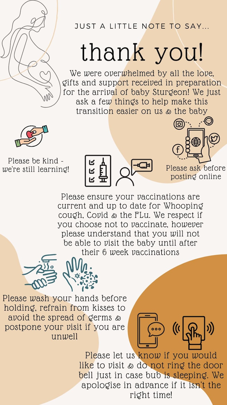 Editable Digital Baby Arrival Template, Newborn Visitor Information ...