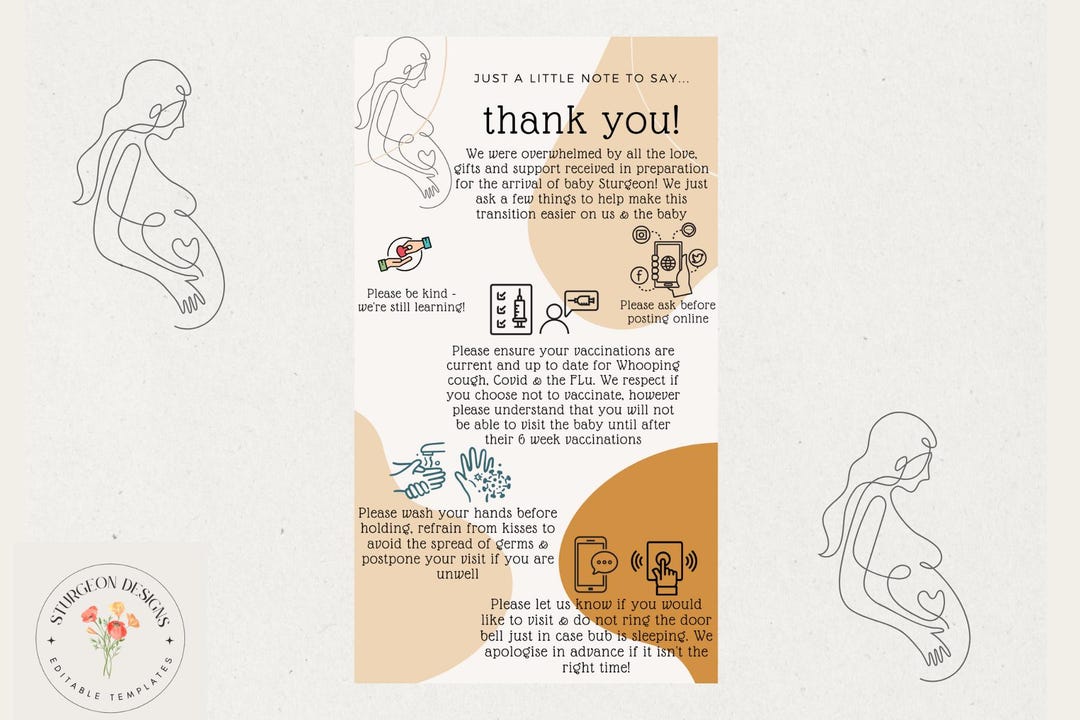 Editable Digital Baby Arrival Template, Newborn Visitor Information ...