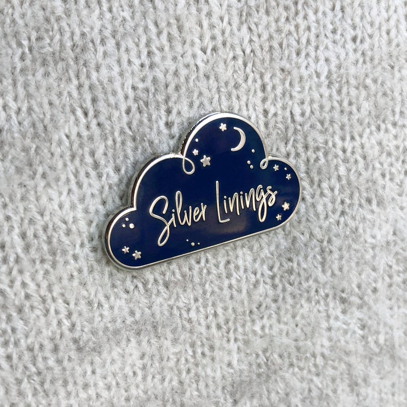 Silver Linings Navy Enamel Pin Badge | Etsy