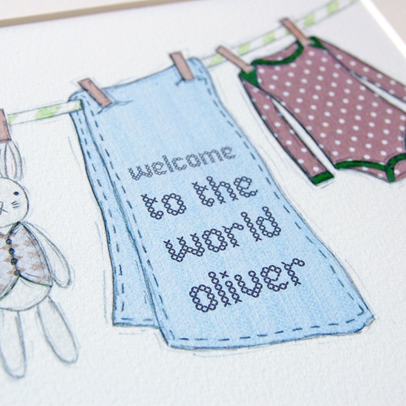 Welcome to the World New Baby Washing Line Print - Etsy UK