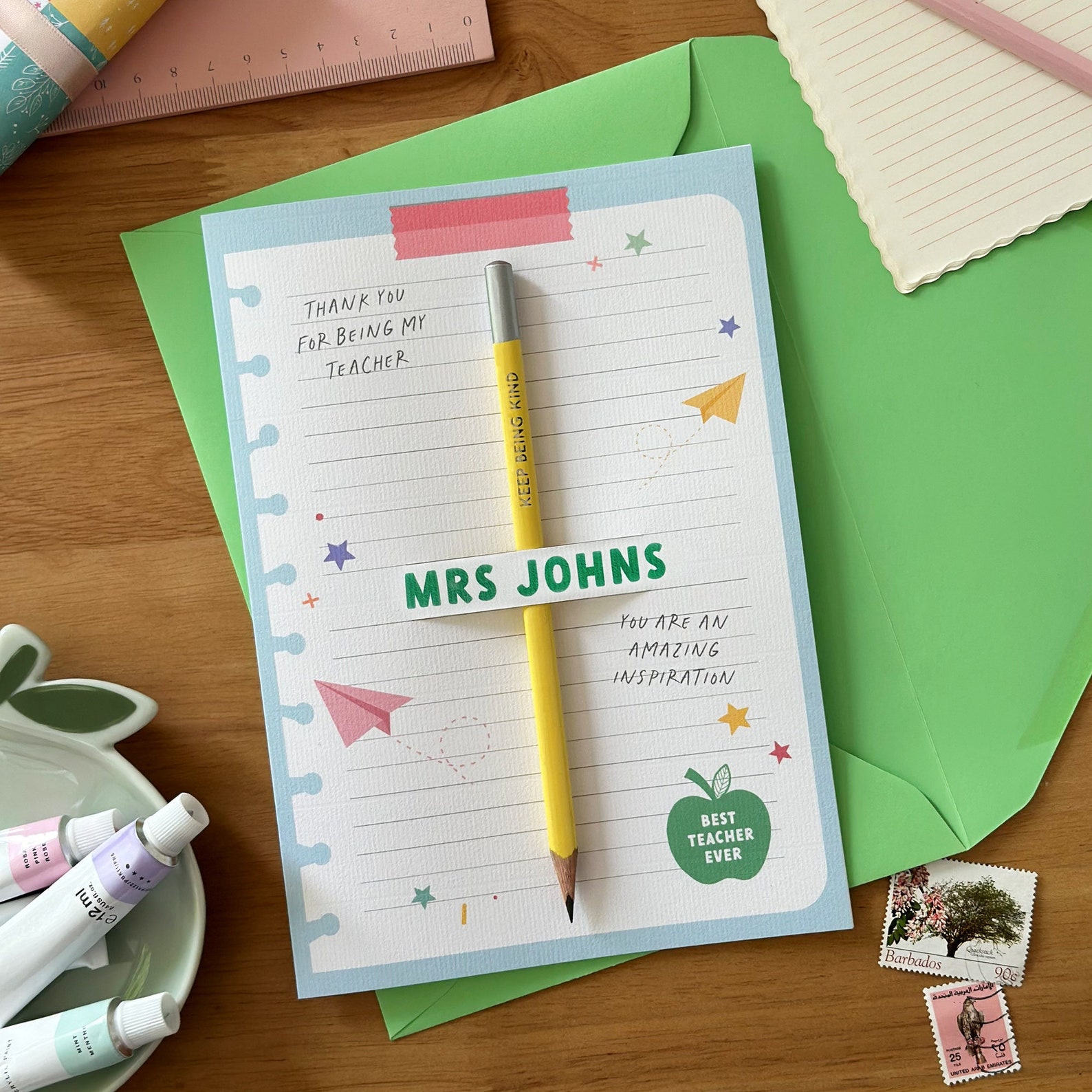 Thank You Teacher Personalised Pencil Card, End of School Teacher Gift ...