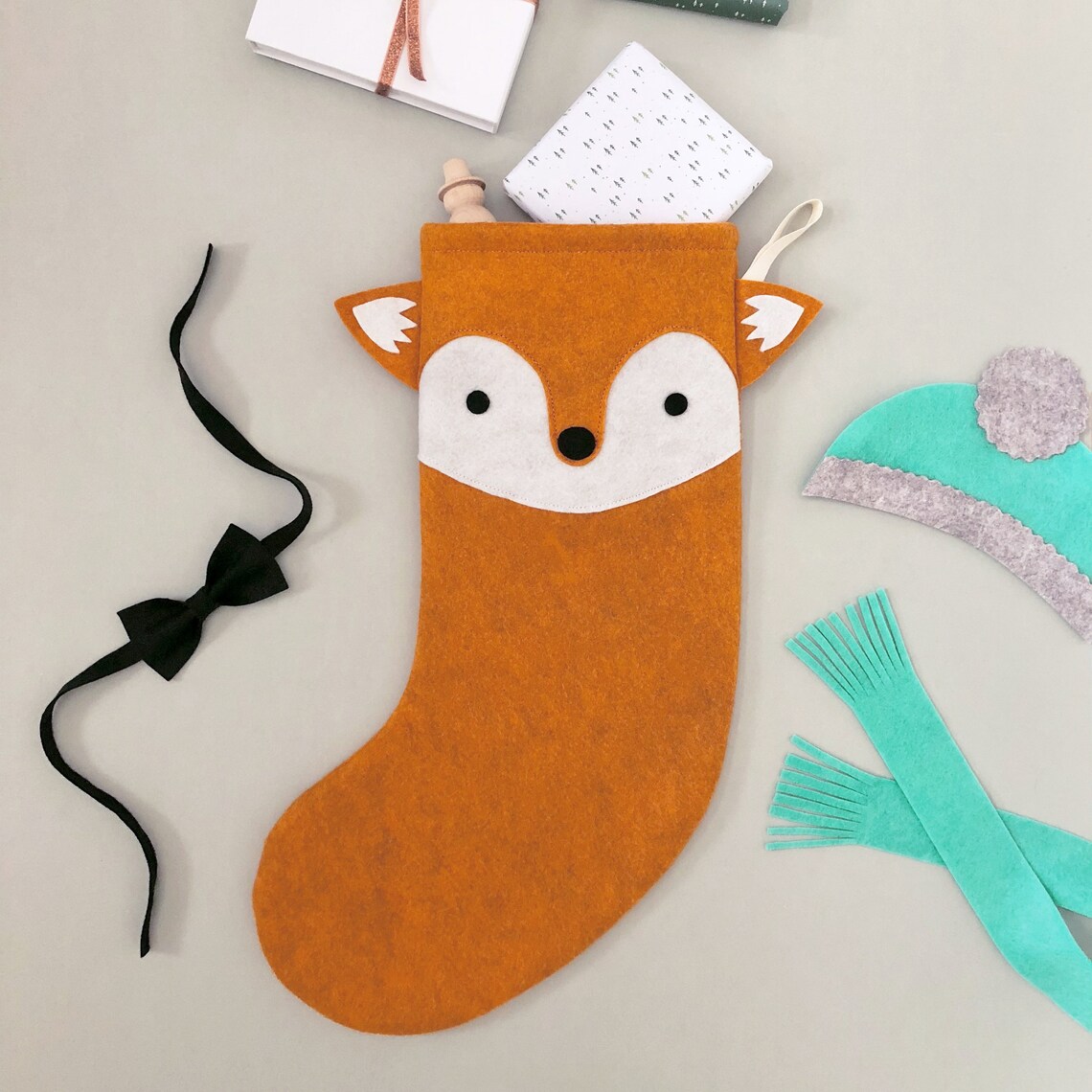 Felt Dress up Fox Christmas Stocking - Etsy