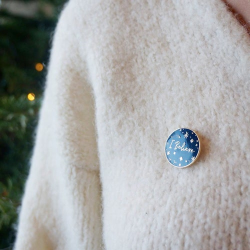 Red I Believe Christmas Enamel Lapel Pin Badge Deep Red | Etsy