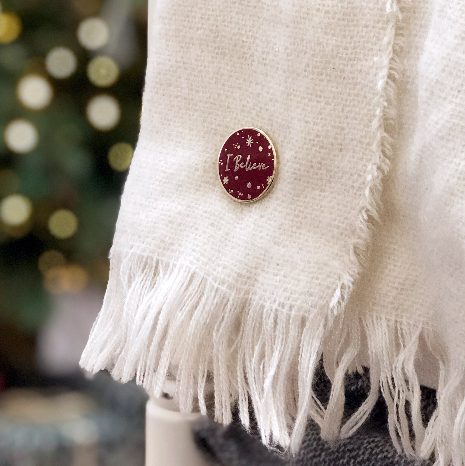 Red I Believe Christmas Enamel Lapel Pin Badge - Deep Red - Etsy