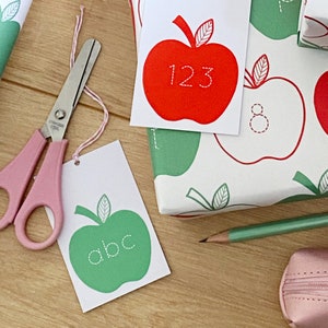 Apple Letters and Numbers Wrapping Paper Set - Etsy