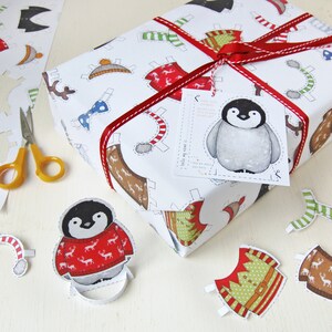 Dress up Penguin Christmas Recyclable Wrapping Paper Set - Etsy