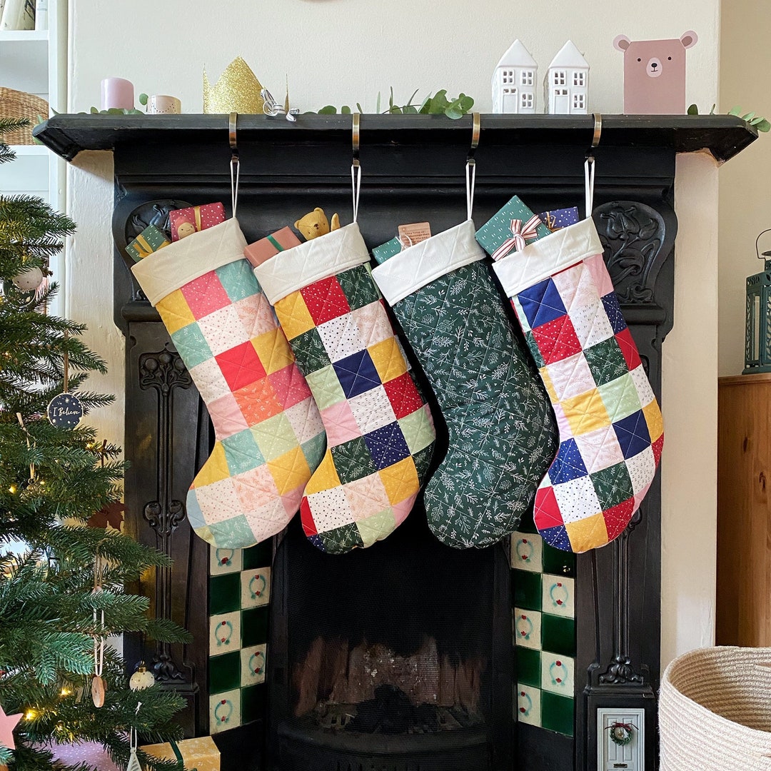 Handmade Luxury Quilted Christmas Stocking Pastel or Traditional Cotton ...
