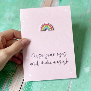 Make A Wish Rainbow Pin Badge Card - Etsy