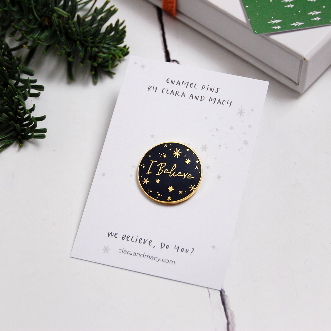 Pair of Pins, I Believe Enamel Pin and the Magic Starts Here Pin Badge ...