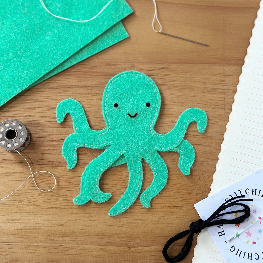 Octopus Finger Puppet Craft Kit Plastic Free Children's Sewing Kit, Eco ...