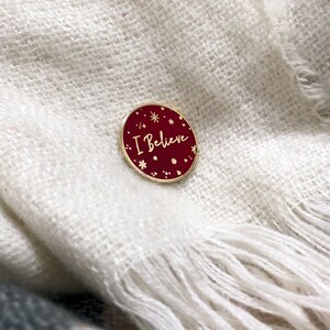 Red I Believe Christmas Enamel Lapel Pin Badge - Deep Red - Etsy