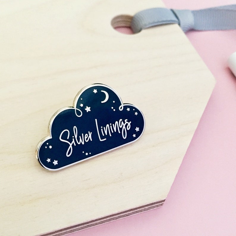 Silver Linings Navy Enamel Pin Badge | Etsy