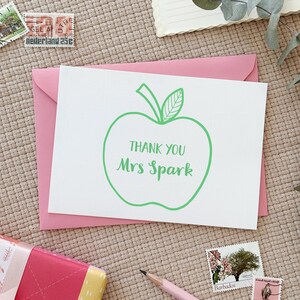Green Apple Personalised Thank You Teacher Card, End of School Term ...