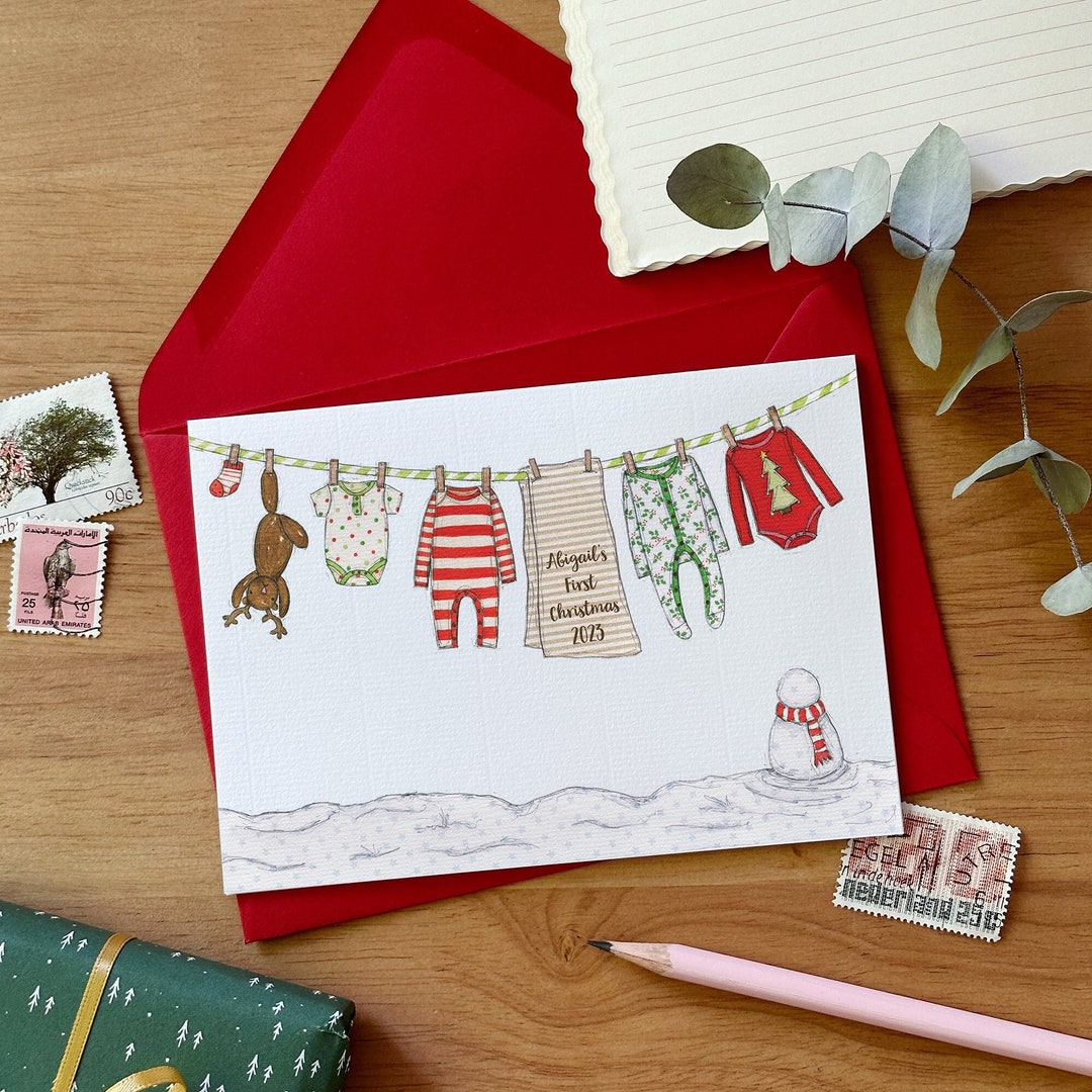 Personalised Baby's First Christmas Card - Washing Line Design - Etsy