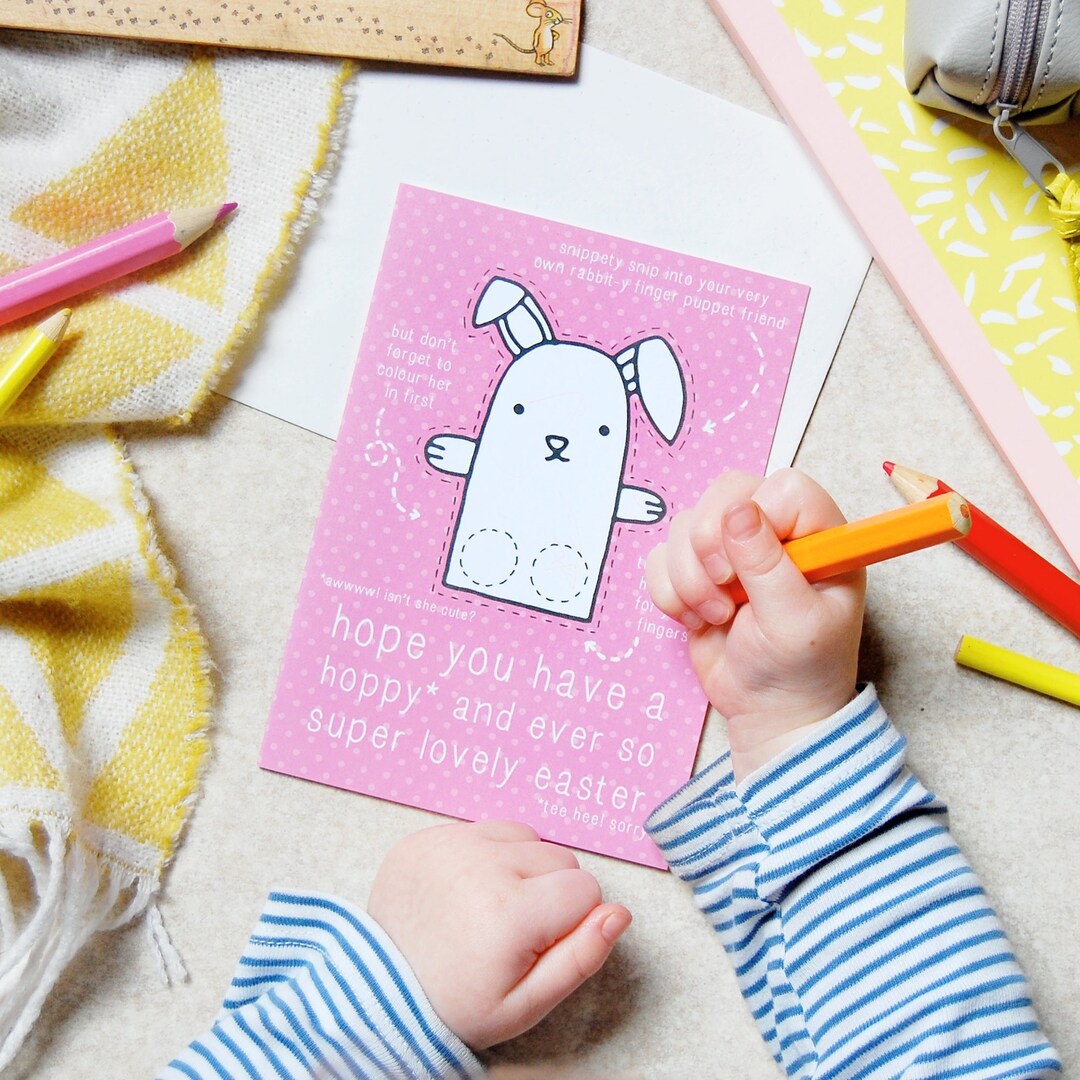 Rabbit Finger Puppet Easter Card, Children's Interactive Easter Card - Etsy