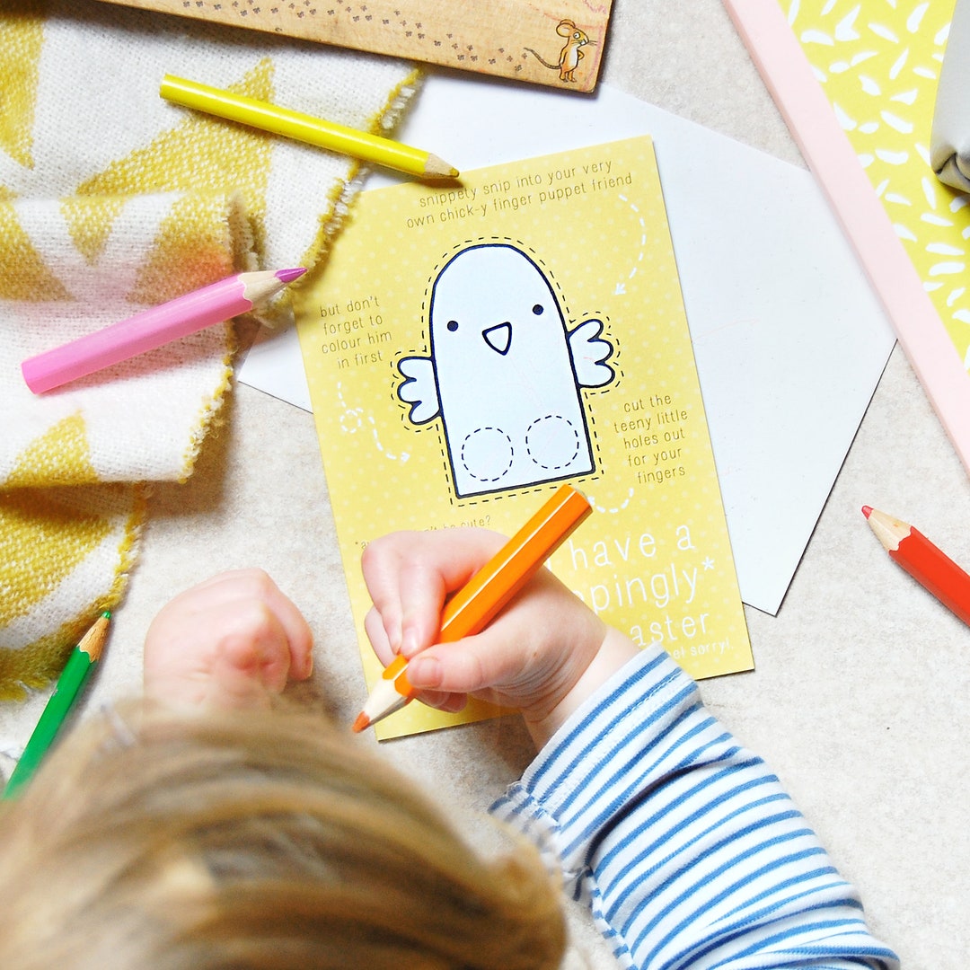 Chick Finger Puppet Easter Card, Children's Interactive Easter Card - Etsy
