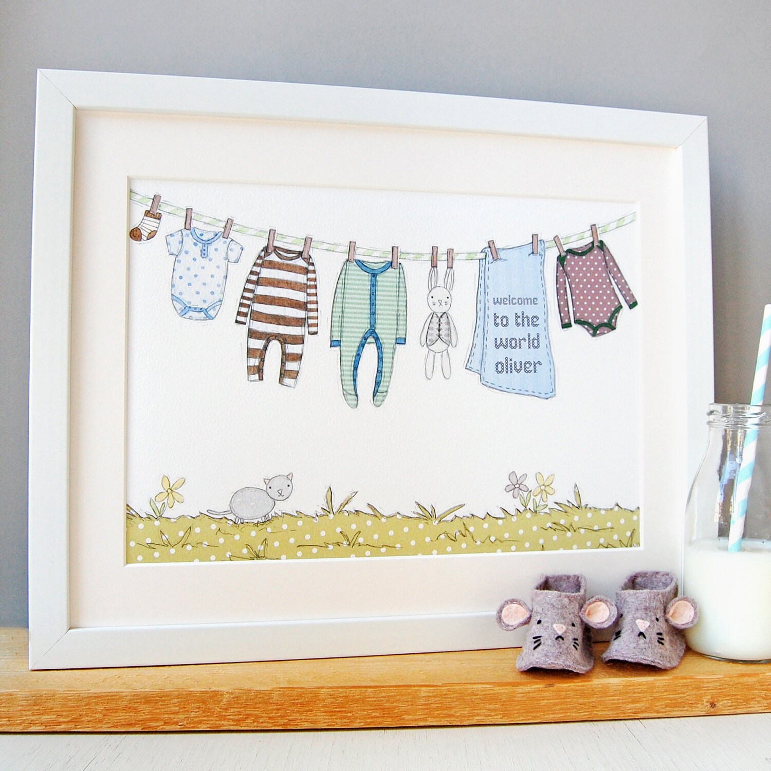 Welcome to the World New Baby Washing Line Print - Etsy