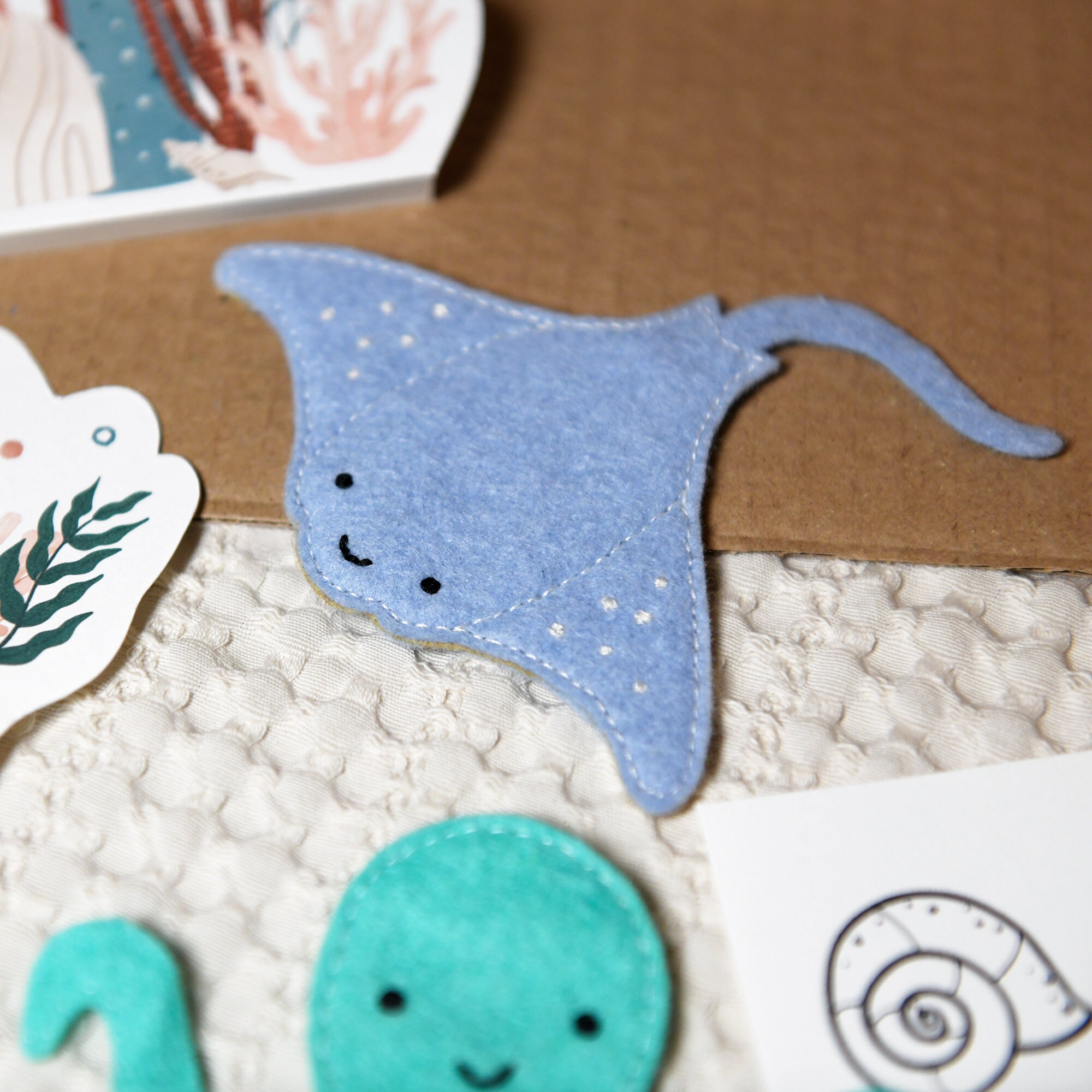 Manta Ray Finger Puppet Craft Kit - Plastic Free Children's Sewing Kit ...