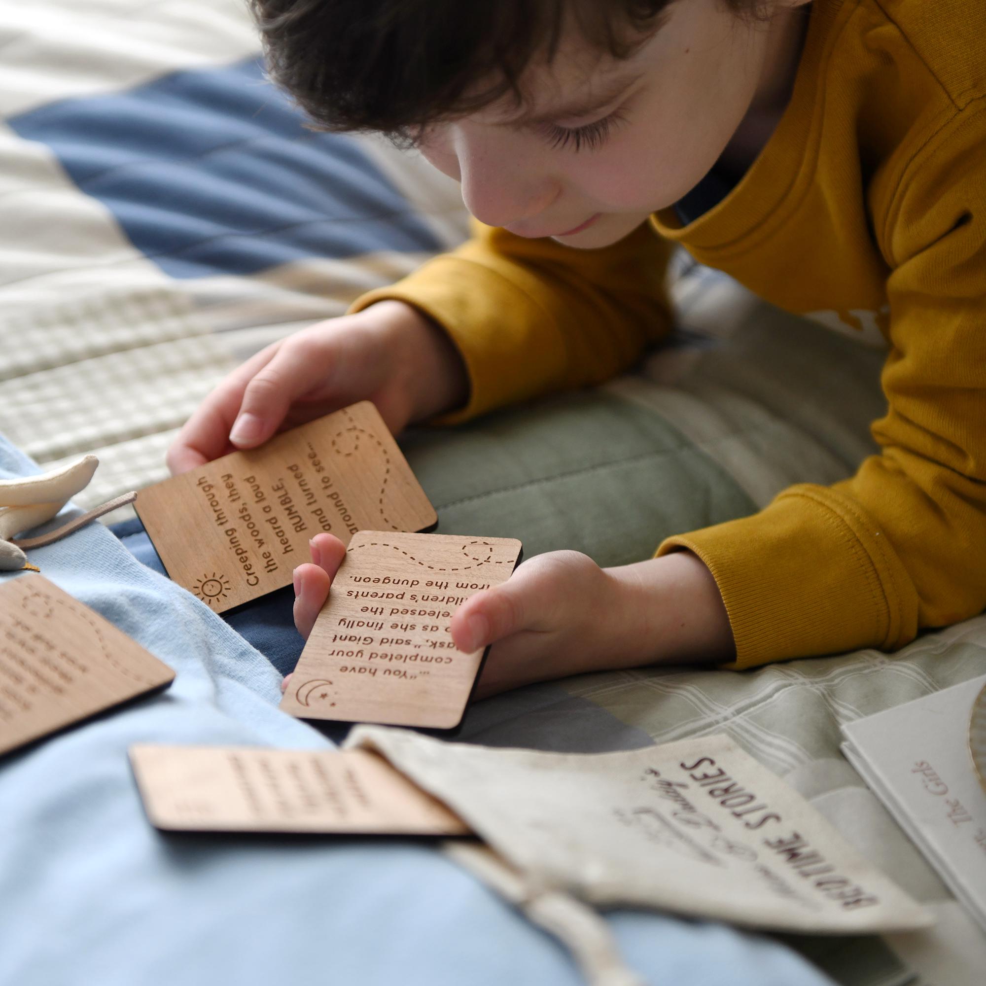 Personalised Wooden Bedtime Story Prompt Cards Set, Storytelling Gift ...