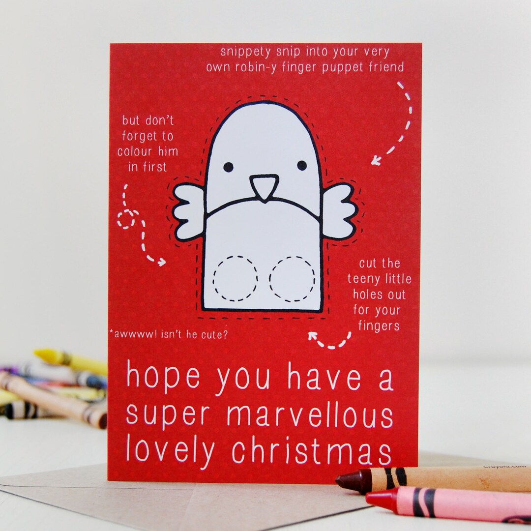 Robin Finger Puppet Christmas Card - Children's Christmas Card Sets - Etsy