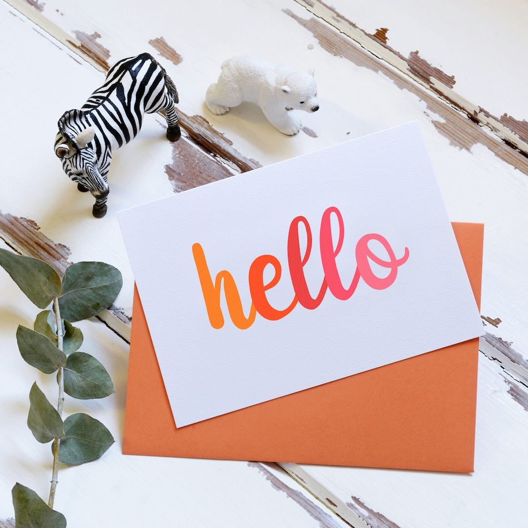 Hello Blank Greetings Card - Etsy