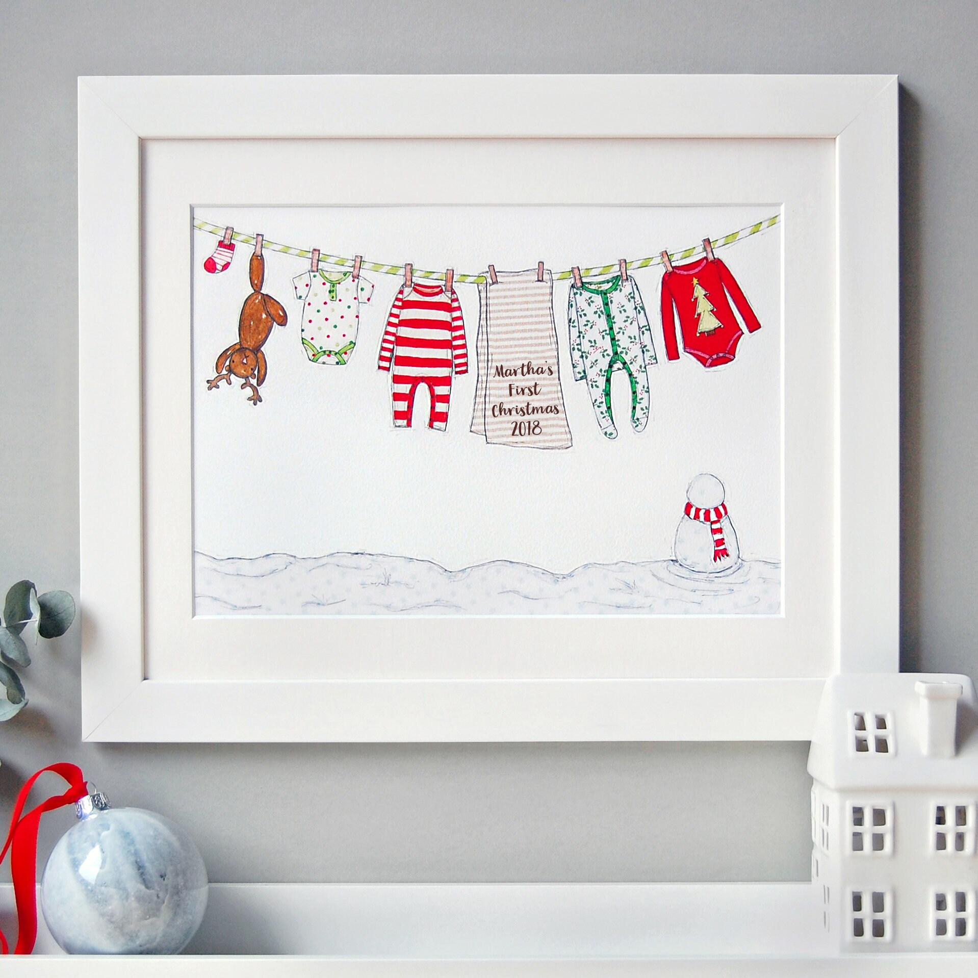 Personalised Baby's First Christmas Card - Washing Line Design - Etsy