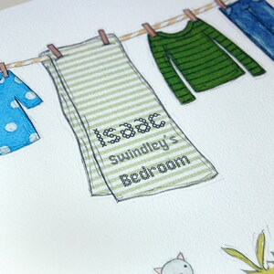 Personalised Blue and Green Washing Line Print - Etsy