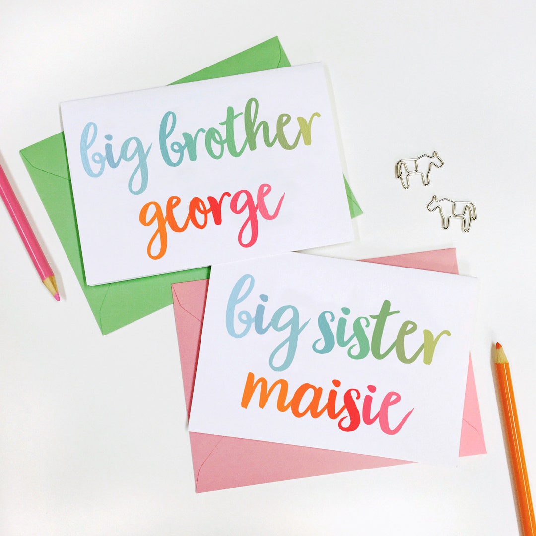 Personalised New Baby Sibling Card - Etsy UK