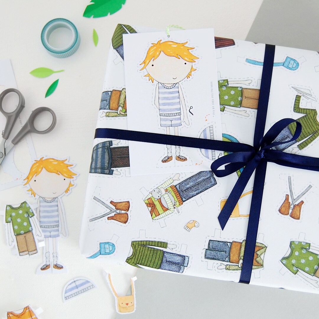 Colin Paper Doll Wrapping Paper Set, Children's Interactive Gift Wrap ...
