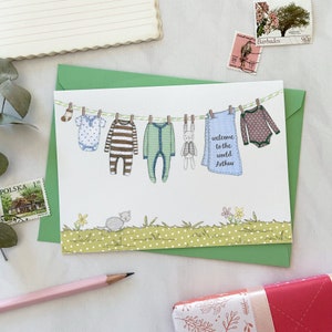 Personalised New Baby Washing Line Card - Blues & Greens - Etsy