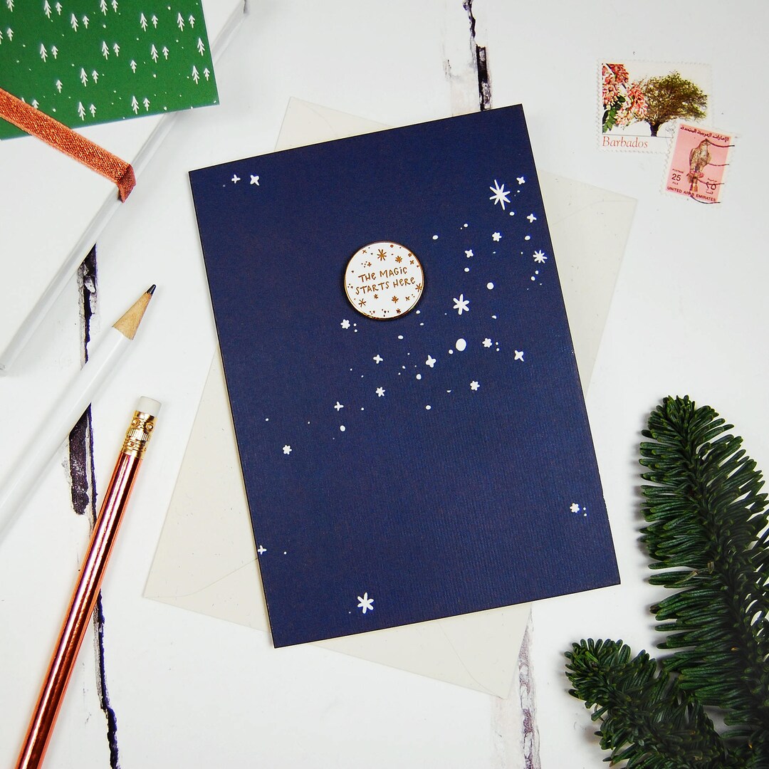 The Magic Starts Here Enamel Pin Card - Etsy