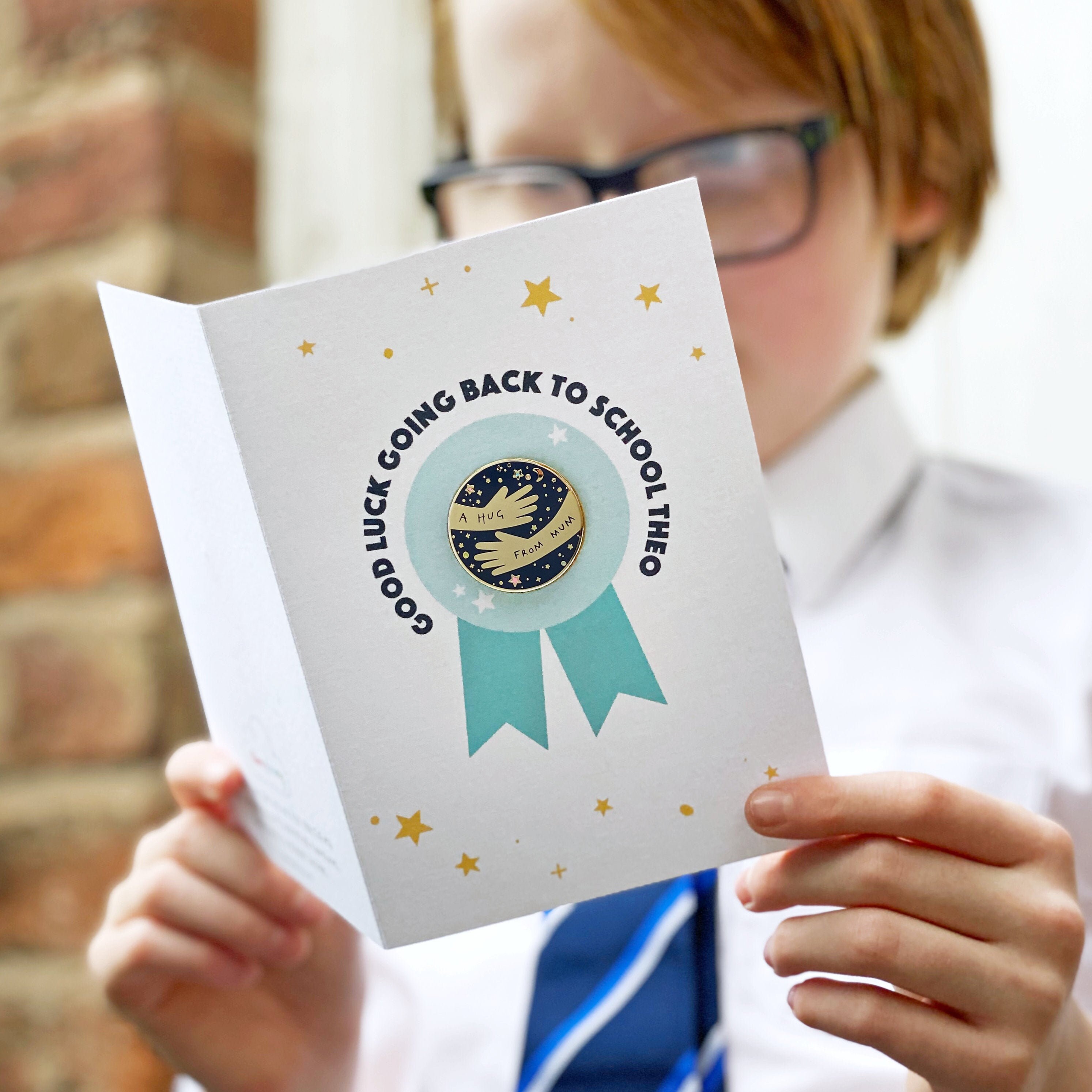 Back to School 'A Hug From' Pin Badge Card | Etsy