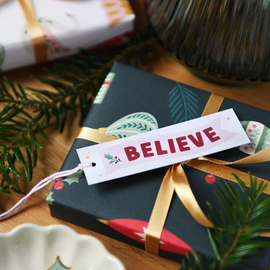 Tiny 'believe' Christmas Note Card Tag Pack, Christmas Gift Tags ...
