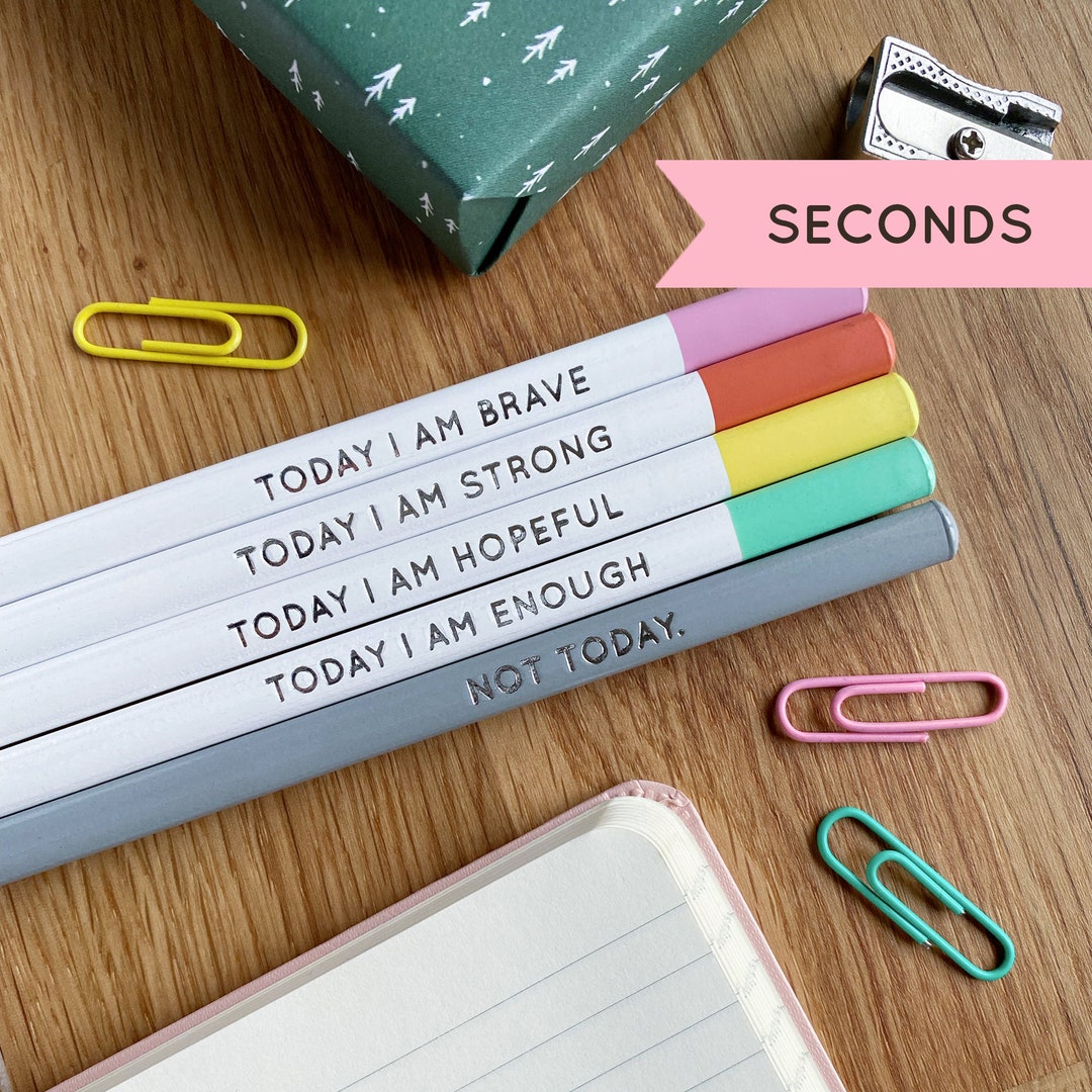 SECONDS / Set of Five 'today I Am' Positive Pencils - Etsy UK