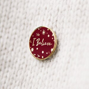Red I Believe Christmas Enamel Lapel Pin Badge - Deep Red - Etsy