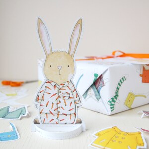 Rabbit Paper Doll Easter Wrapping Paper Set, Paper Doll Dress up ...